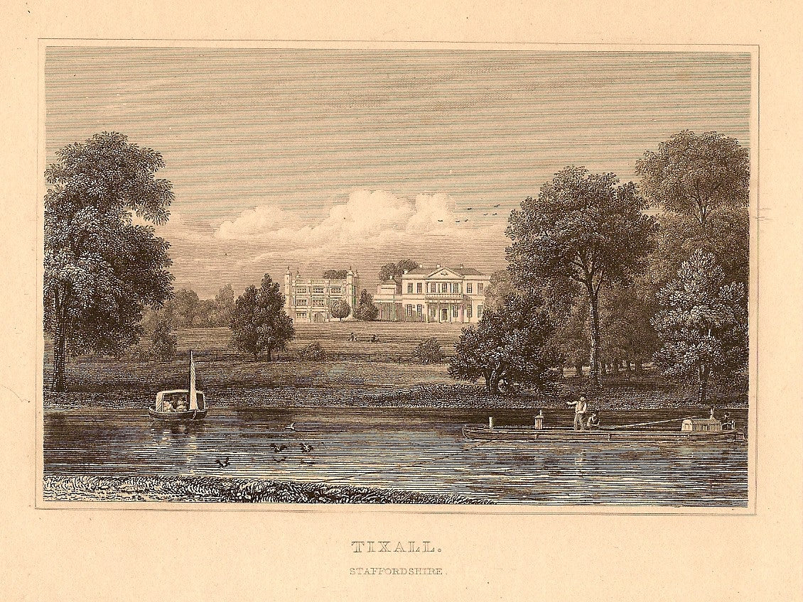 Tixall Hall Staffordshire antique print 1847 – Maps and Antique Prints