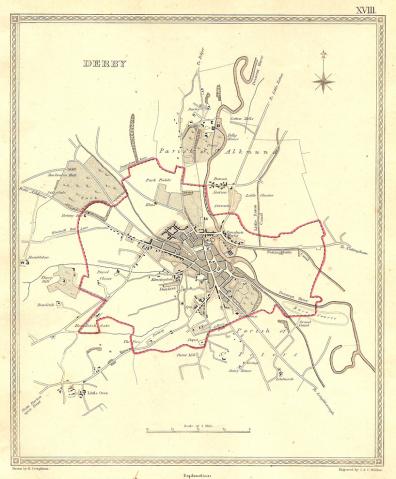 Derby parliamentary boundaries antique map published 1835 – Maps and ...