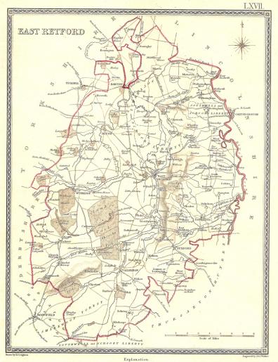East Retford Nottinghamshire parliamentary boundaries antique map 1835 ...