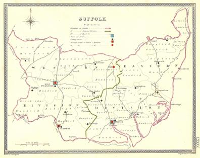 Suffolk parliamentary boundaries antique map published 1835 – Maps and ...