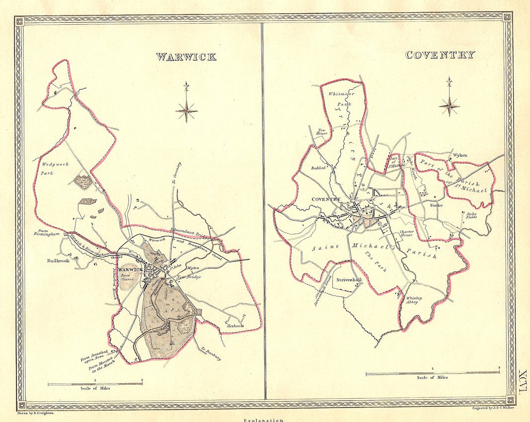 Warwick Coventry Warwickshire parliamentary constituencies map 1835 ...