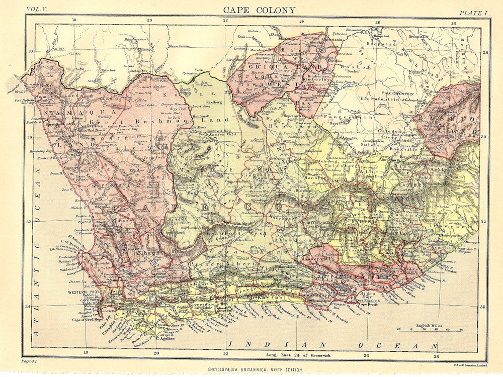 Cape Colony antique map Encyclopaedia Britannica 1889 – Maps and ...