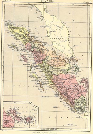 Sumatra antique map from Encyclopaedia Britannica c.1889 – Maps and ...