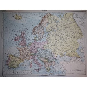 Europe antique map Encyclopaedia Britannica 1889 – Maps and Antique Prints