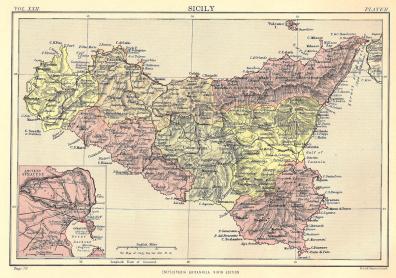 Sicily antique map from Encyclopaedia Britannica c.1889 – Maps and ...