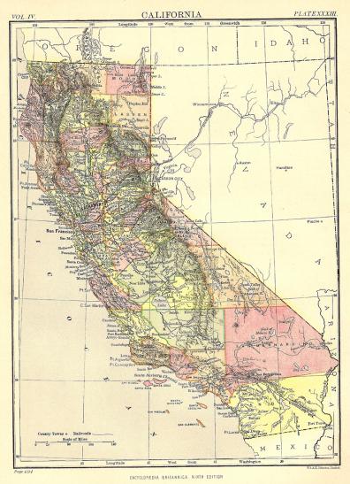 California antique map Encyclopaedia Britannica published 1889 – Maps ...