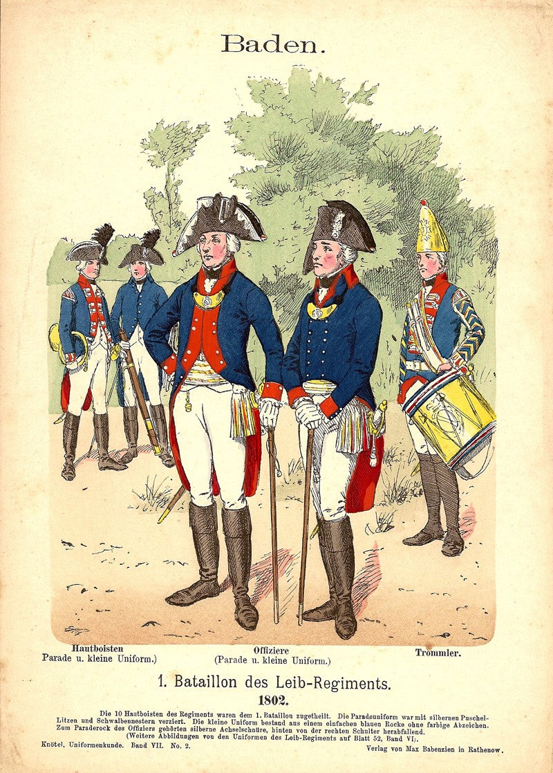 Baden Guards Regiment 1802 original antique print published 1896 – Maps ...
