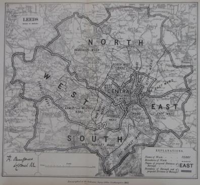 Leeds Boundary Commission antique map 1888 – Maps and Antique Prints