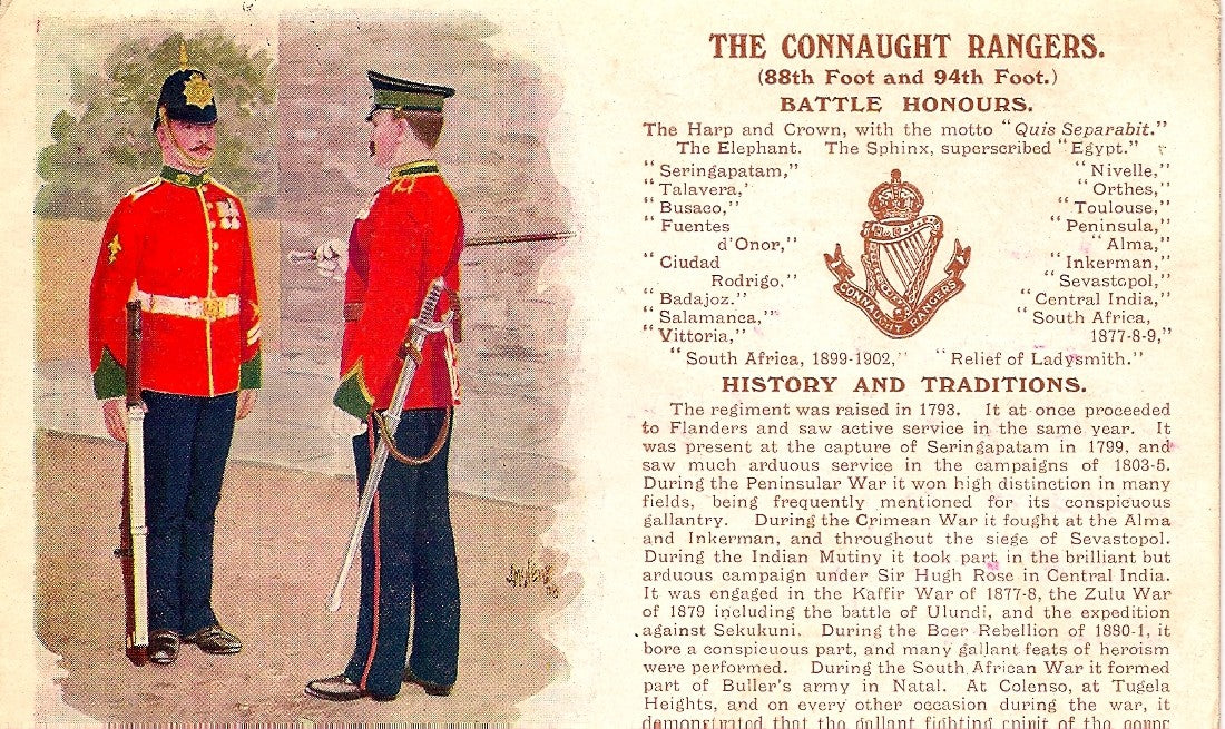 Connaught Rangers British Army antique postcard – Maps and Antique Prints