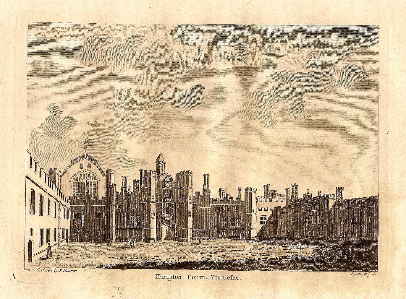 Hampton Court Palace Middlesex antique print 1784 – Maps and Antique Prints