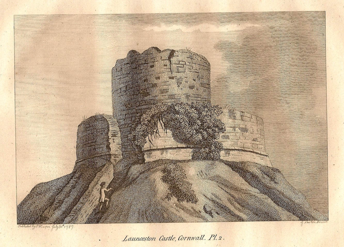 Launceston Castle Cornwall antique print 1787 – Maps and Antique Prints