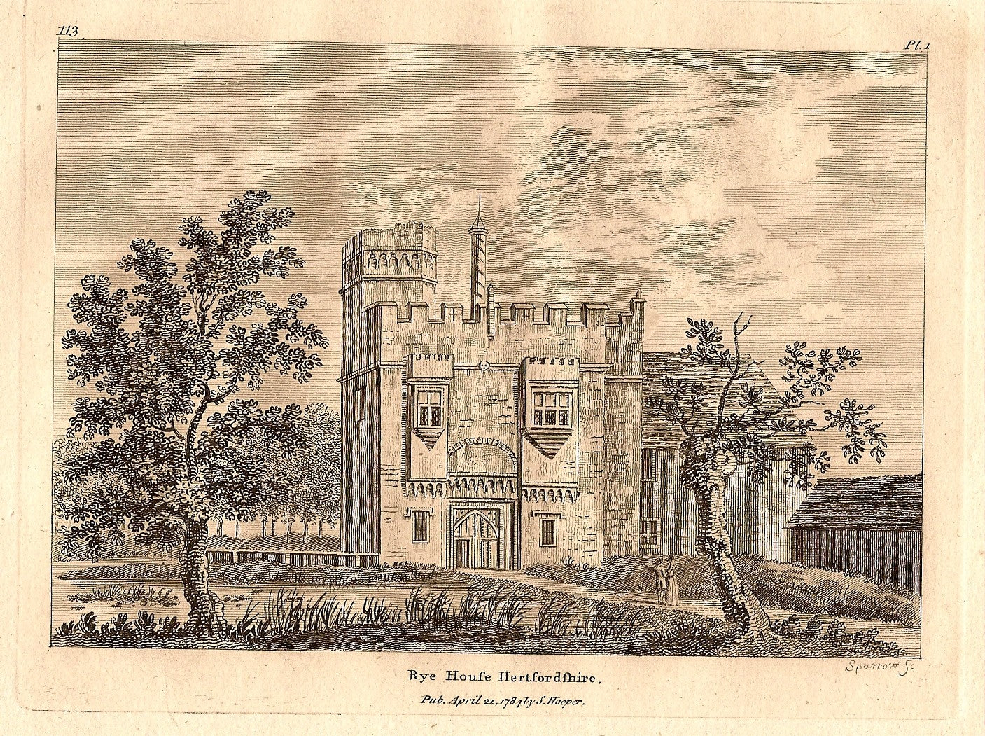Rye House Hoddesdon Hertfordshire antique print 1784 – Maps and Antique ...