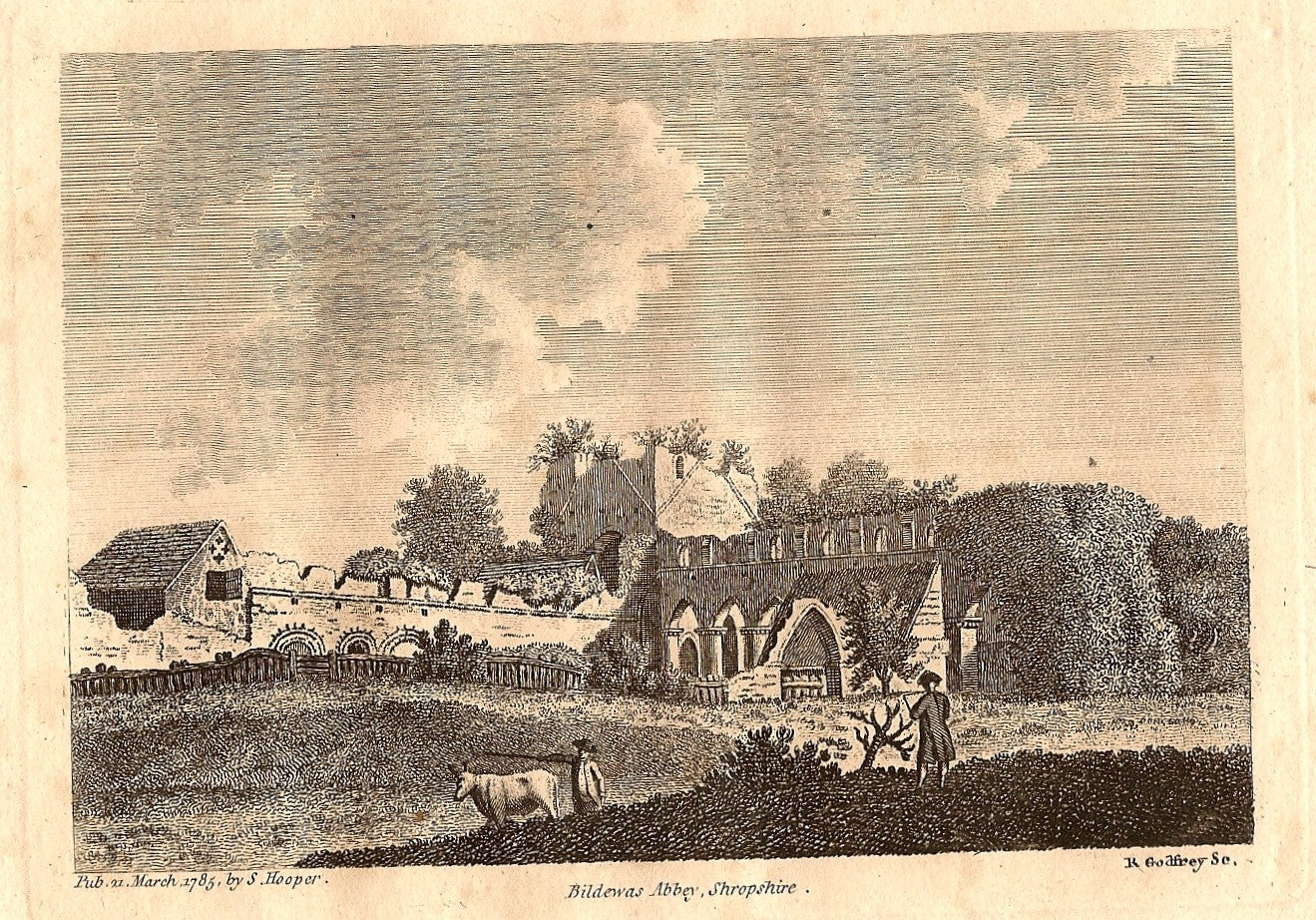 Buildwas Abbey Shropshire antique print 1785 – Maps and Antique Prints