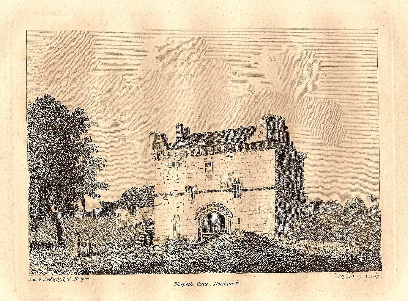 Morpeth Castle the Gatehouse at Morpeth Northumberland antique print 1 ...