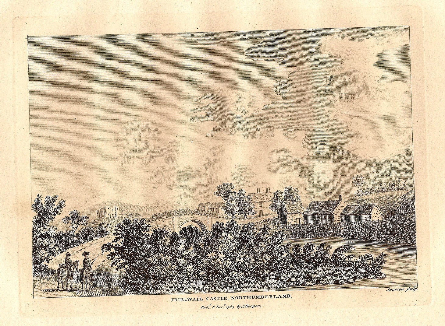 Thirlwall Castle Northumberland antique print – Maps and Antique Prints