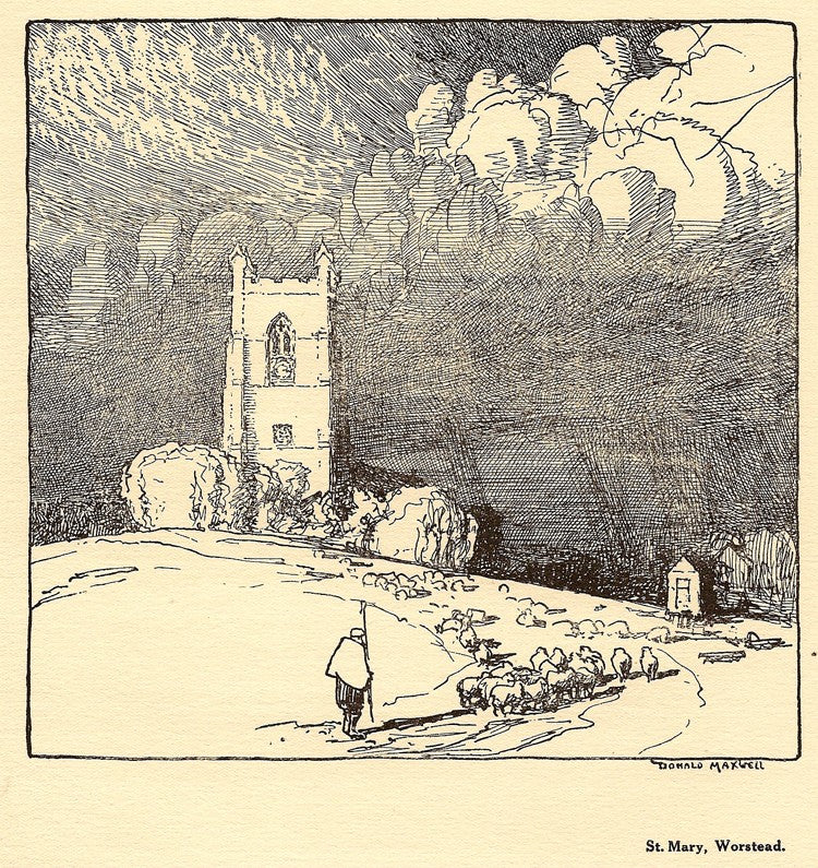 St Mary Church Worstead Norfolk vintage print 1928 – Maps and Antique ...