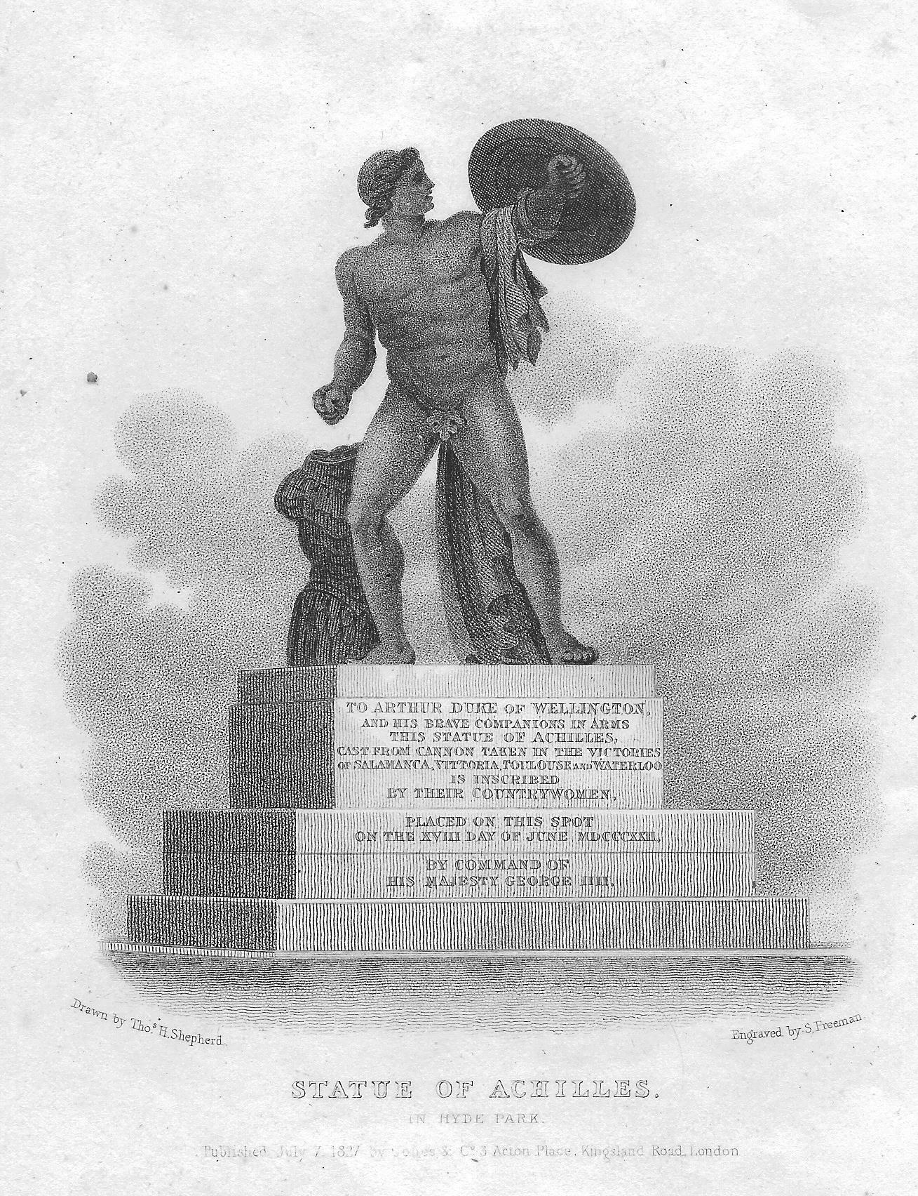 Achilles Statue Hyde Park original antique print published 1830 – Maps ...