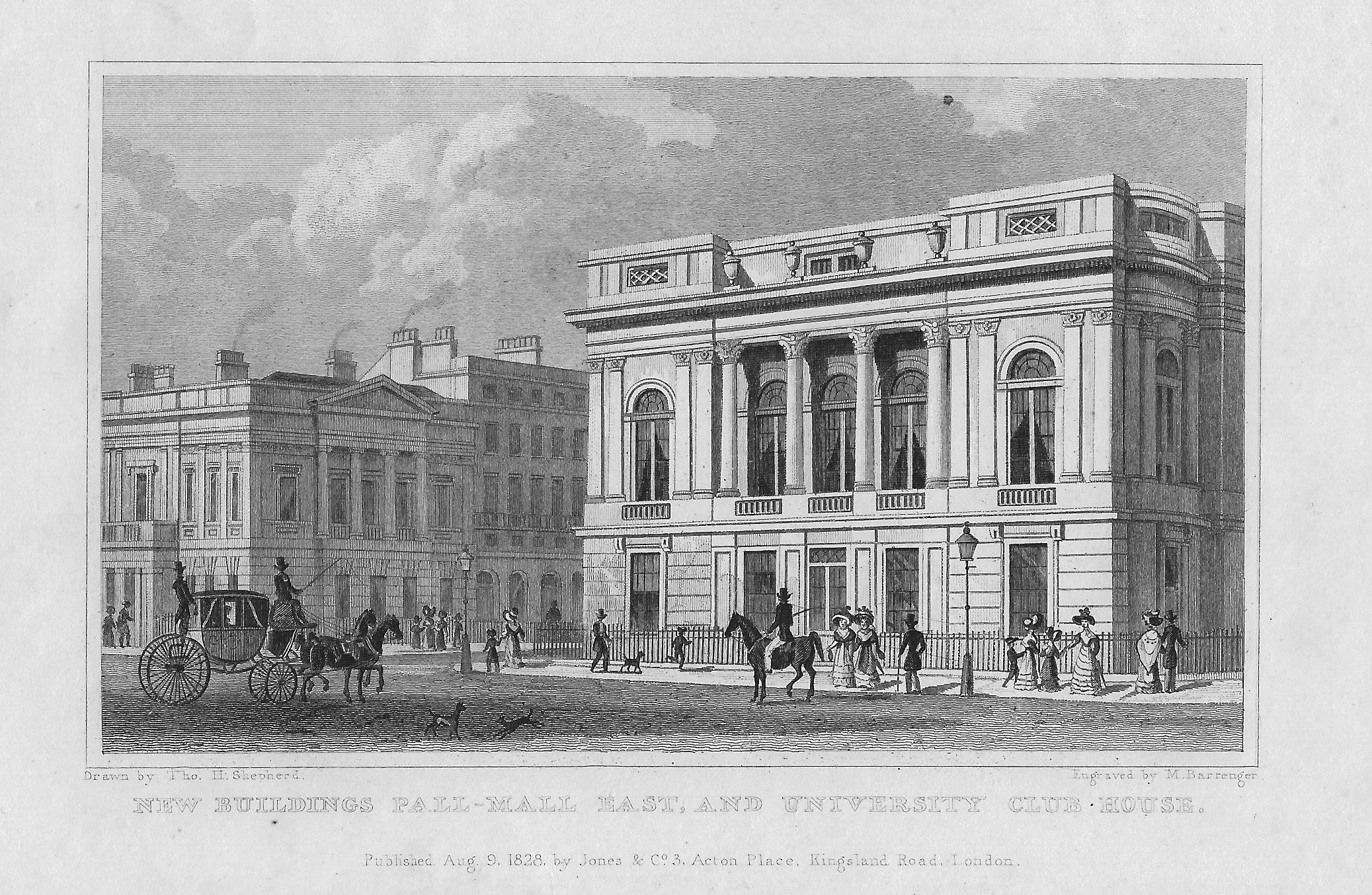 University Club House Pall Mall antique print 1830 – Maps and Antique ...